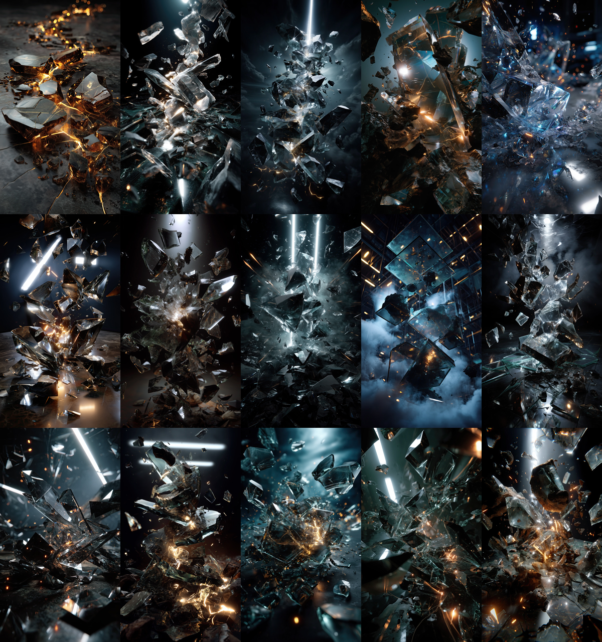 Fractured Glass Universe – 30 Vertical Abstract Images by Digital Prophecy Lab