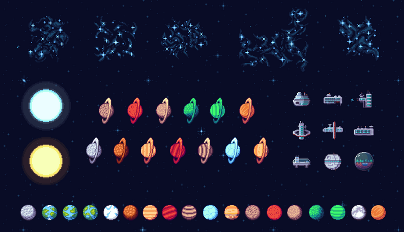 2D Pixel Spaceships Kit by Venogear