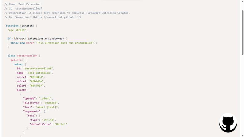 TurboWarp Extension Creator by SamuelLouf