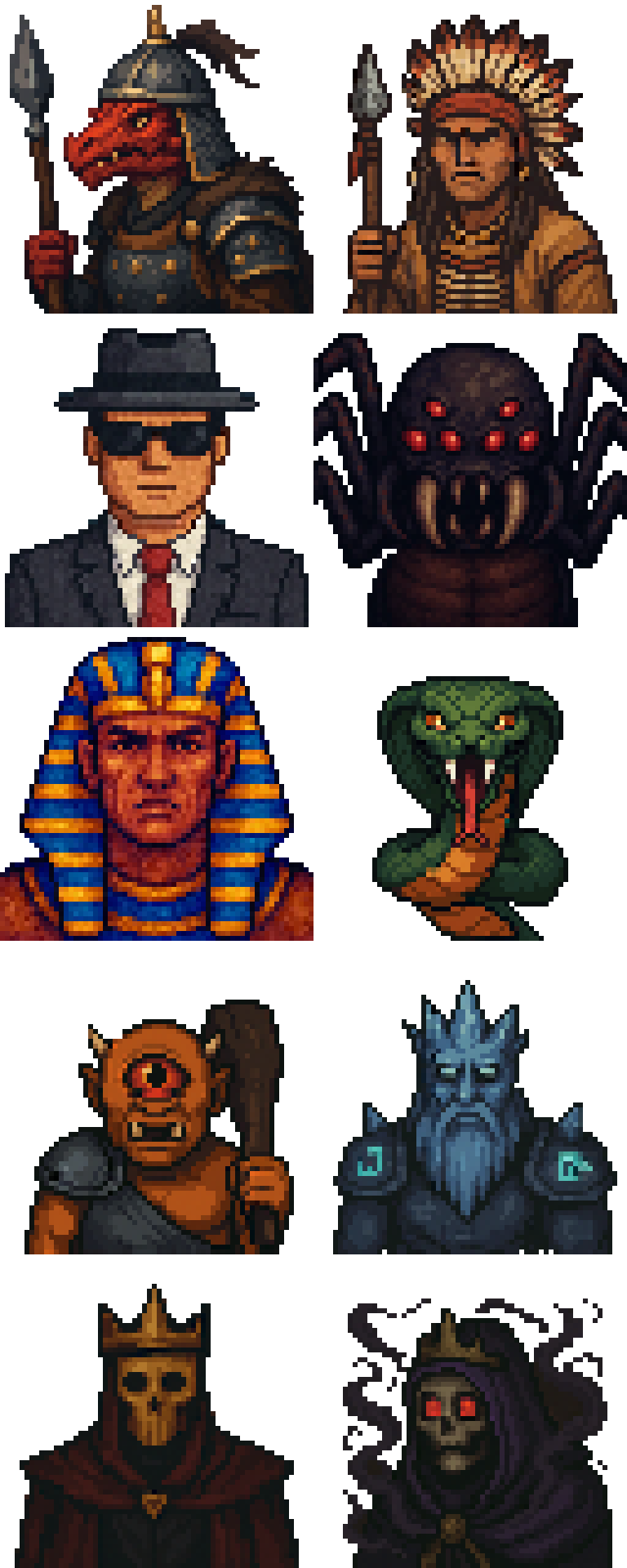 Pixel MYTHS - Free 64x64 characters - MYTHS - 10 64x64 mythic pixelart ...