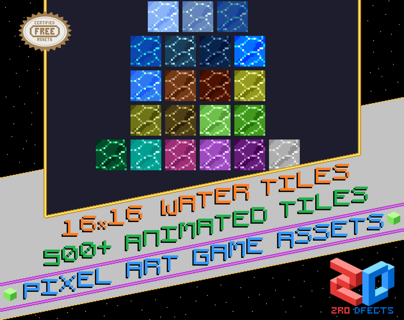 16x16 Water Tiles Animated Tileset 1 - Starter Pack by Zro Dfects