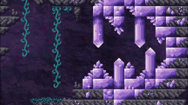 Crystal Cave 2D Platformer Tileset by zanzindorf