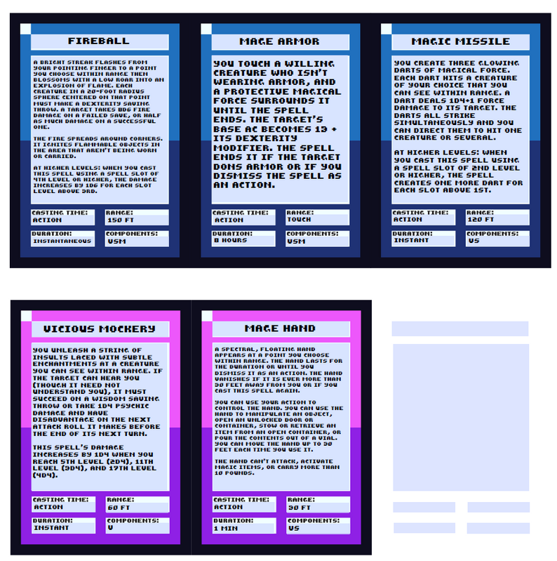TTRPG: Fillable Spell & General Cards by DanVelasquezArt