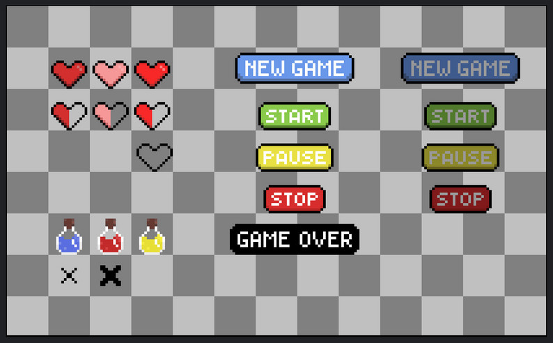 Basic Pixel Game UI Kit by greedy_toad