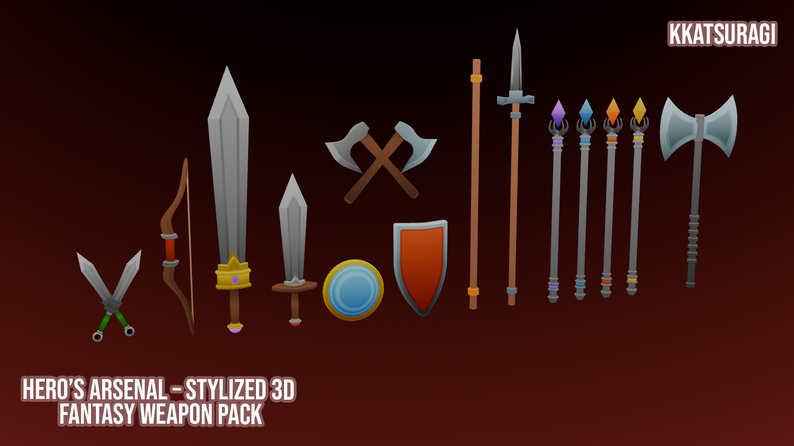 Hero’s Arsenal – RPG Stylized 3D Fantasy Weapon Pack by Kkatsuragi