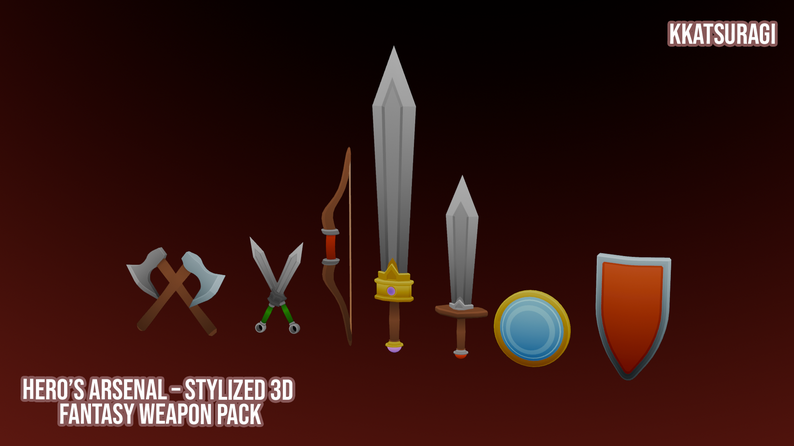 Hero’s Arsenal – RPG Stylized 3D Fantasy Weapon Pack by Kkatsuragi