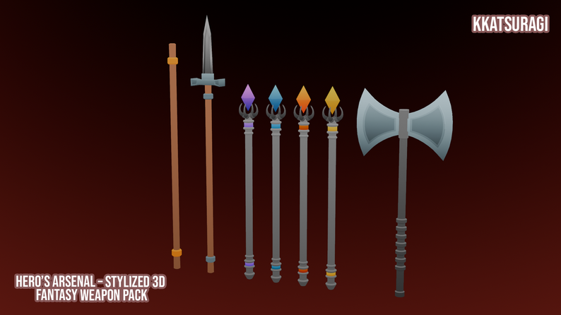 Hero’s Arsenal – RPG Stylized 3D Fantasy Weapon Pack by Kkatsuragi