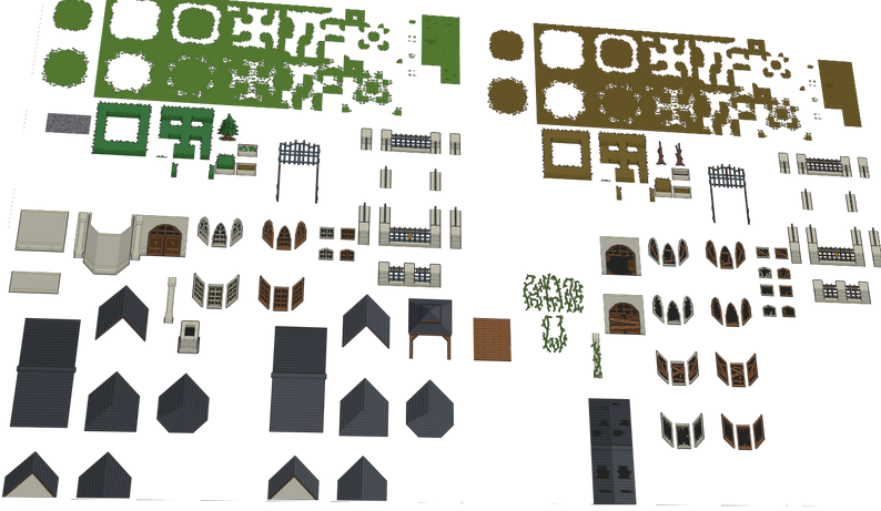 2D Pixel Art Mansion Exterior Tileset by Elthen's Pixel Art Shop