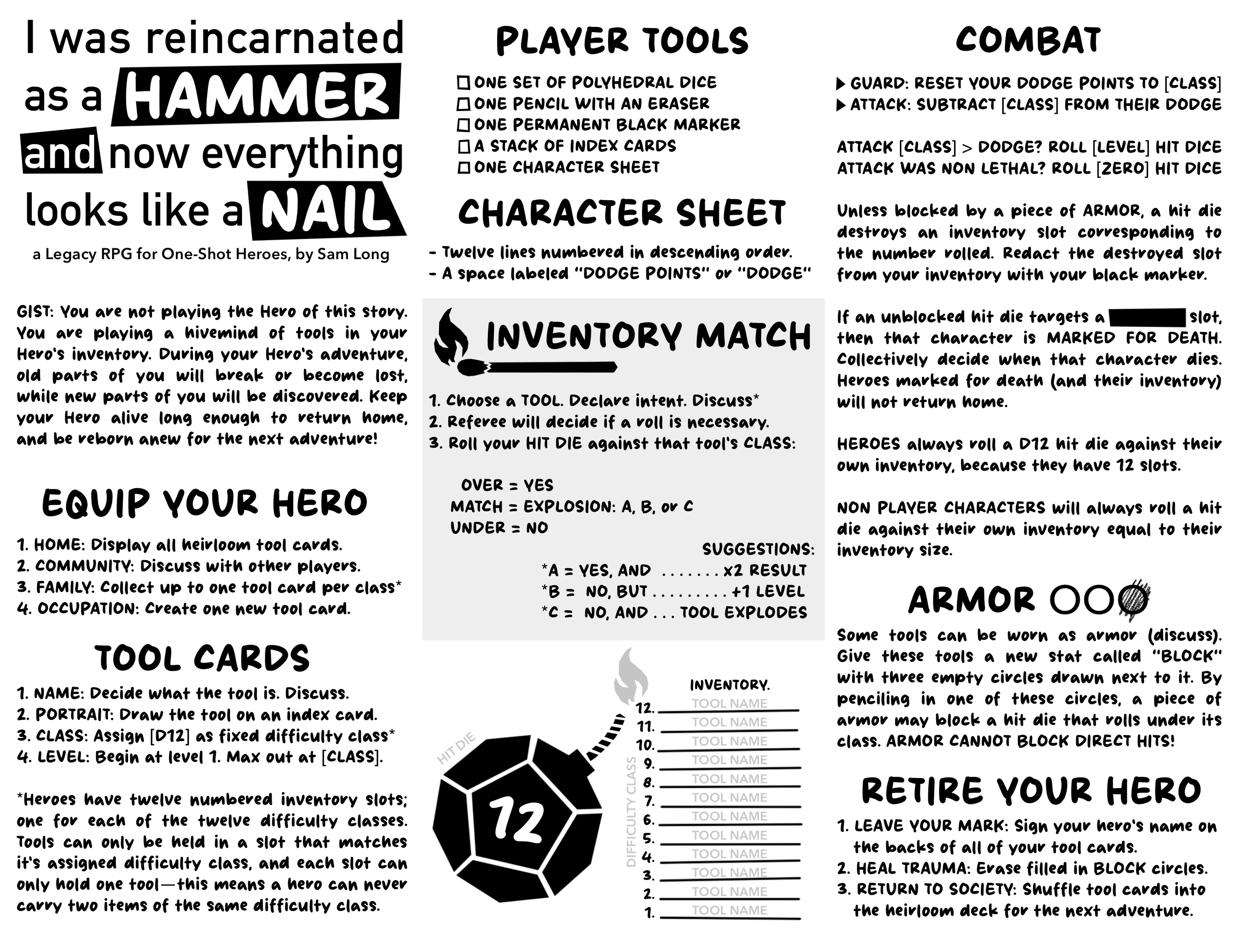 Hammer & Nail RPG by ToucantSam for One-Page RPG Jam 2025 - itch.io