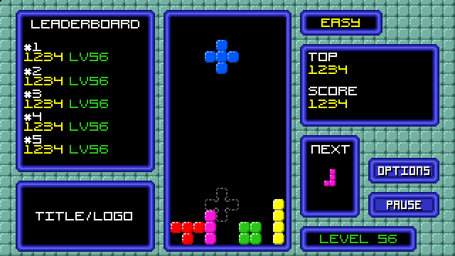 8x8 Tetris And Dr Mario Style Puzzle Tile Set1 - Asset Pack by Zro Dfects