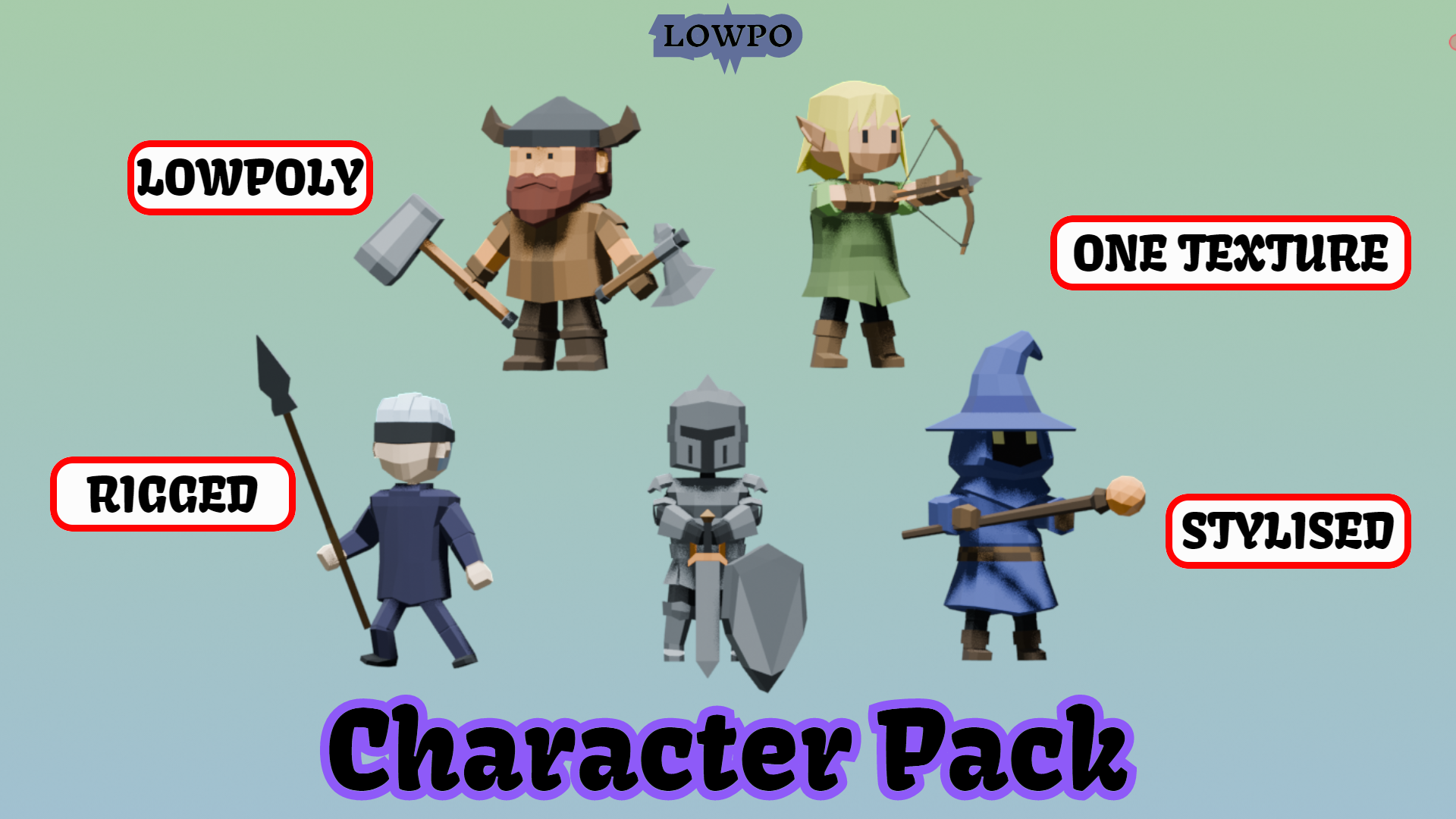 LOWPO : Fantasy Heroes – Low Poly 3D Character Pack by Standout 7