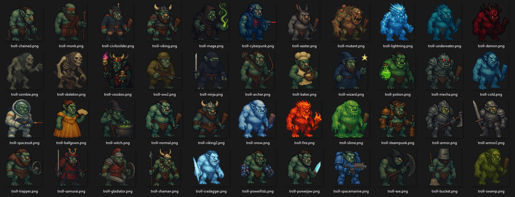 Troll Pixel Art Sprites - x44 by DokiStarDoki