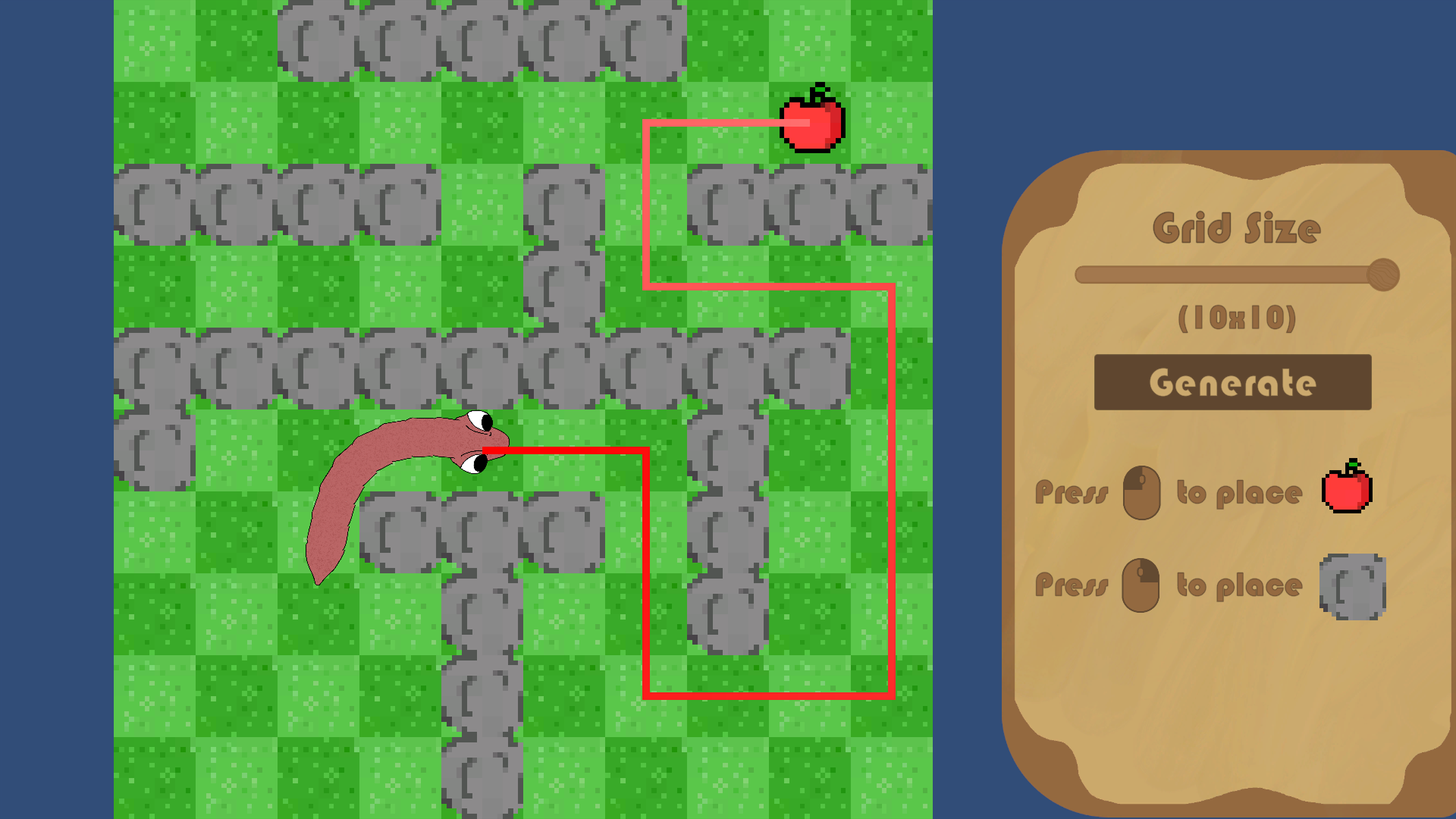 Snake Grid Pathfinding (Test) by AboveTuna