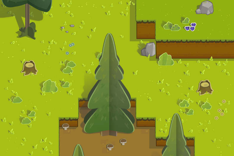 Paper-Cut Nature Tileset Pack – Top-Down 2D Forest Assets (64px & 256px ...