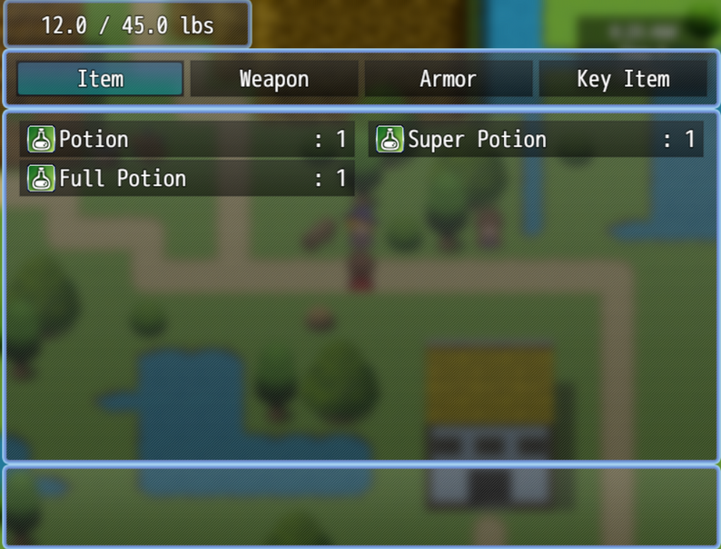Weighted Inventory System for RPG Maker MZ & MV by BitQuest Studio