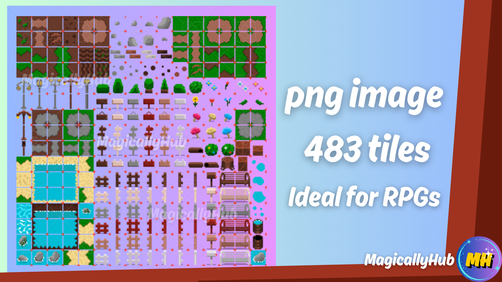 Plain tileset - 16x16 with 483 tiles - top down style (Ultra package ...