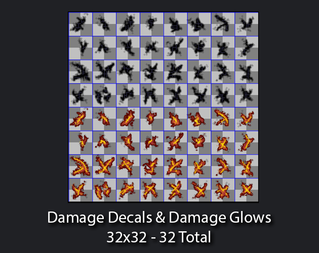 Damage Debris And Decals Pixel Art Pack by Daniel Kole Productions