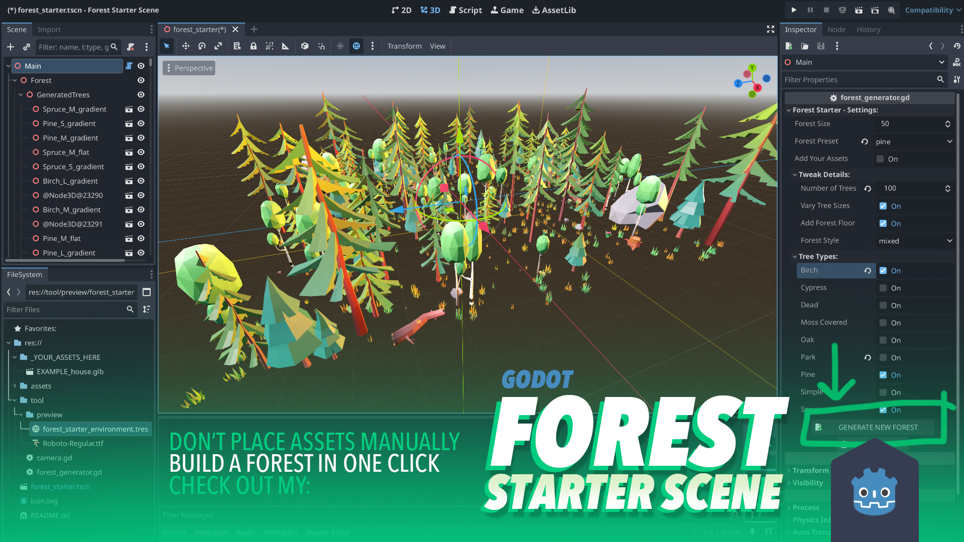 Free Low Poly Trees & Forest Nature Pack for Godot / Unity / Unreal by hooray4brains