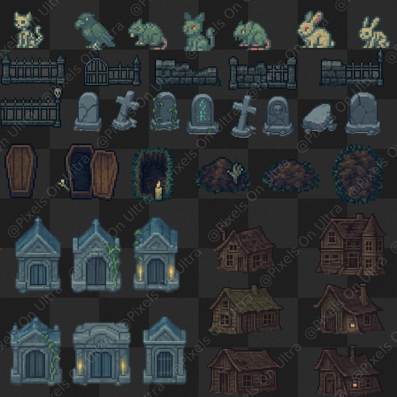 Haunted Graveyard – 16-Bit RPG Asset Pack by Pixels On Ultra