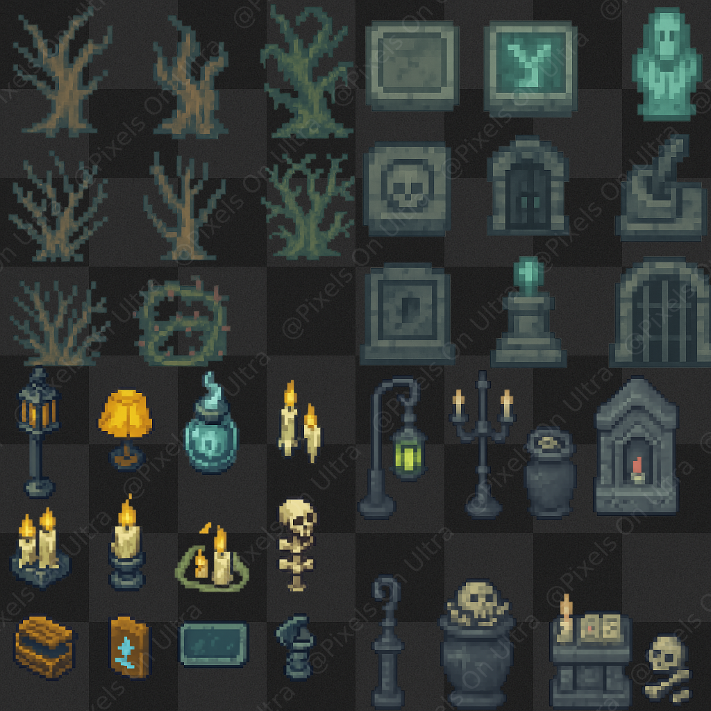Haunted Graveyard – 16-Bit RPG Asset Pack by Pixels On Ultra