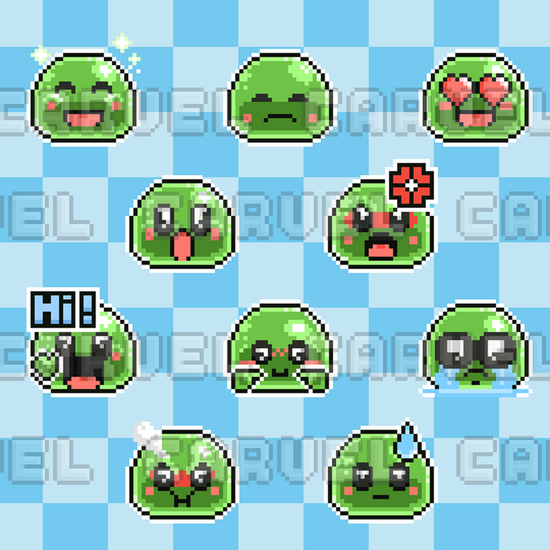 Pixel Emotes Cute Slime Set 1 by PixelCarvel
