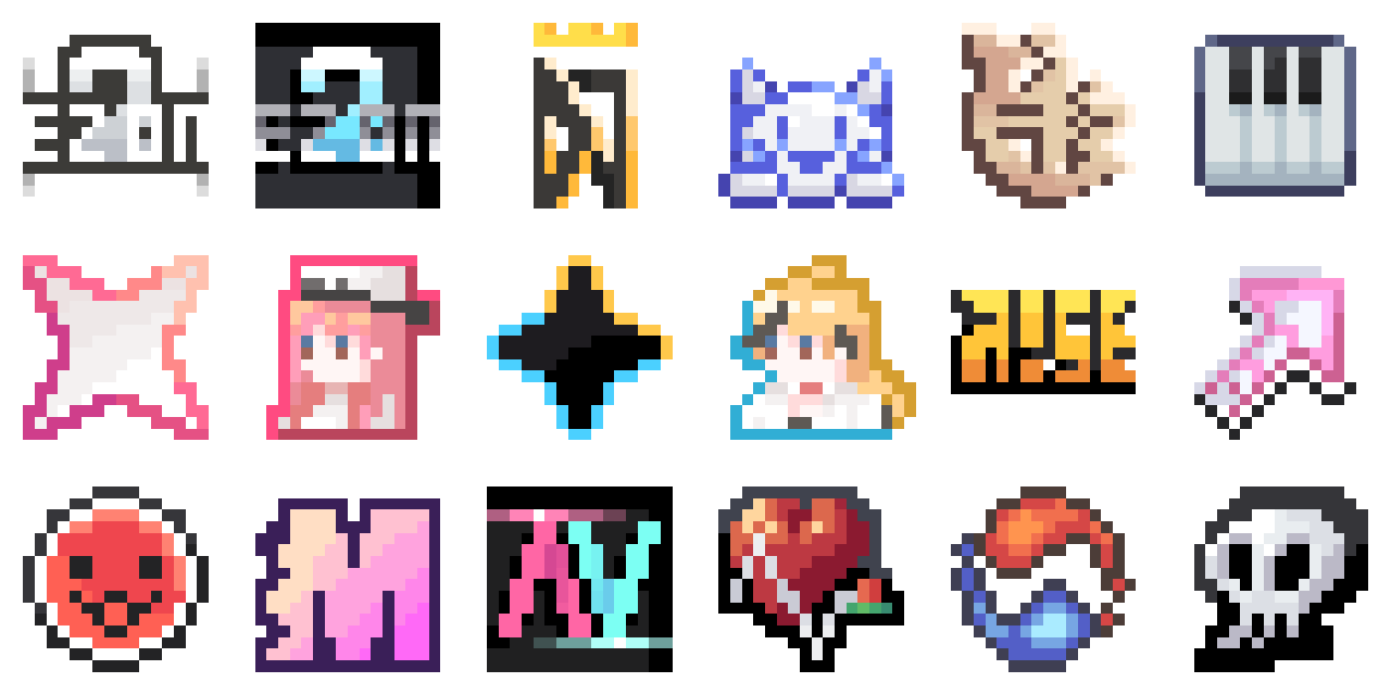 Rythm game pixel icons by DominoKorean