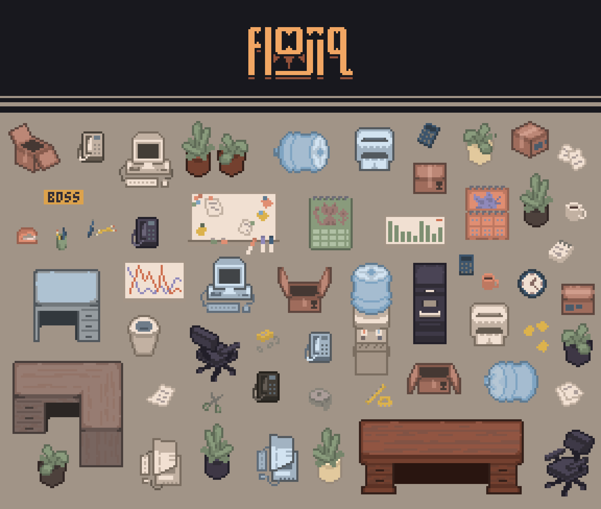 office pixel art assets by flojiq