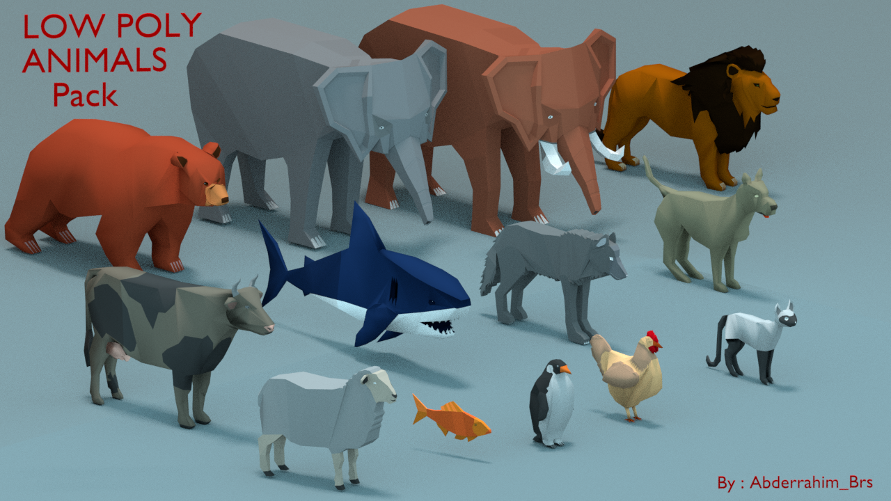 Low Poly Animal Pack – 13 Stylized 3D Models (.FBX+.Blend) by ...