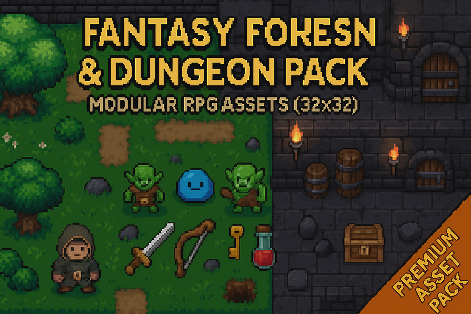 Fantasy Forest & Dungeon Tileset Pack – Modular RPG Assets (32x32) by ...