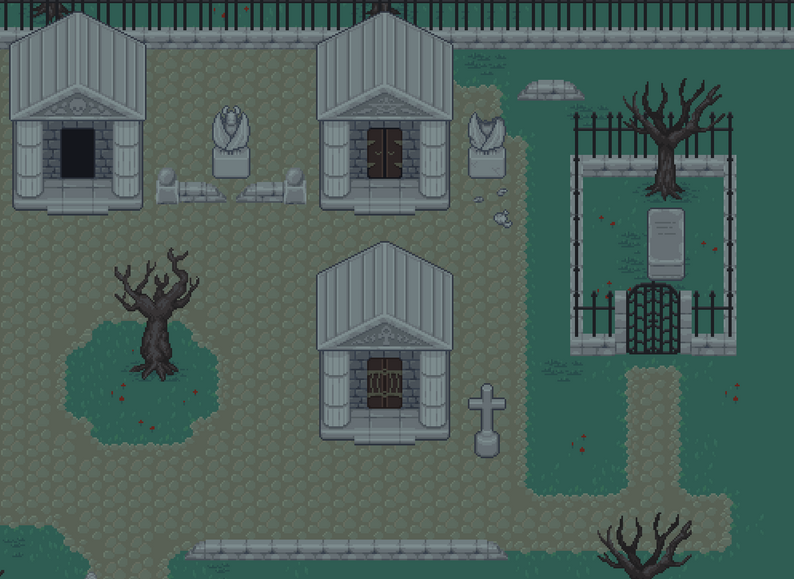 Gloomy Cemetery - 16x16 Graveyard Tileset by grajo