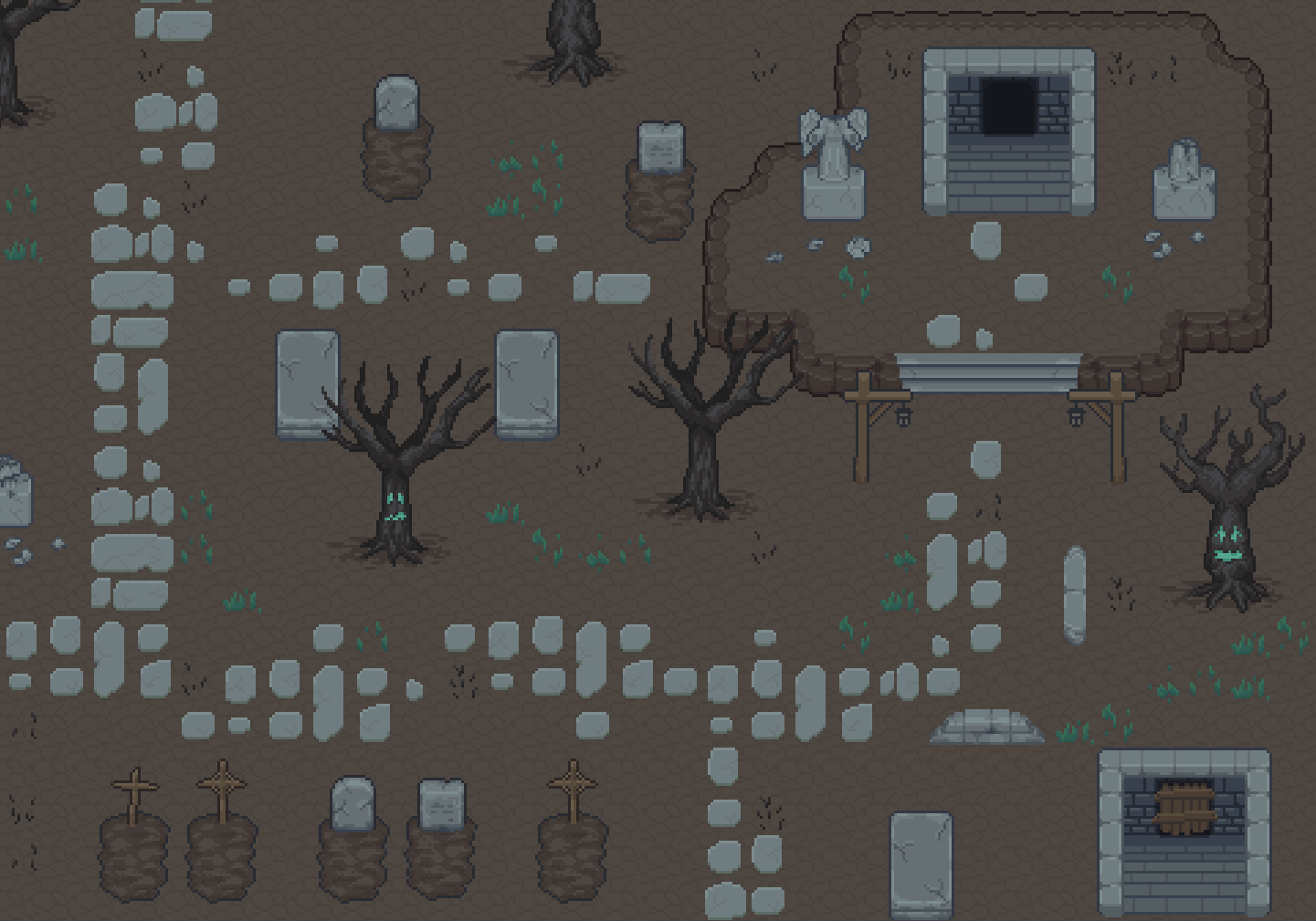 Gloomy Cemetery - 16x16 Graveyard Tileset by grajo