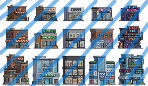 Update of city building art - 45x City Buildings & Offices Pixel Art ...