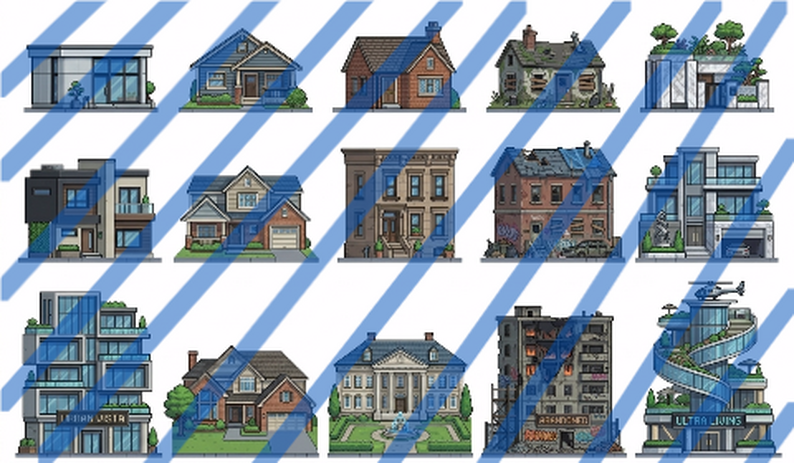 45x City Buildings & Offices Pixel Art Assets by CheesePixel