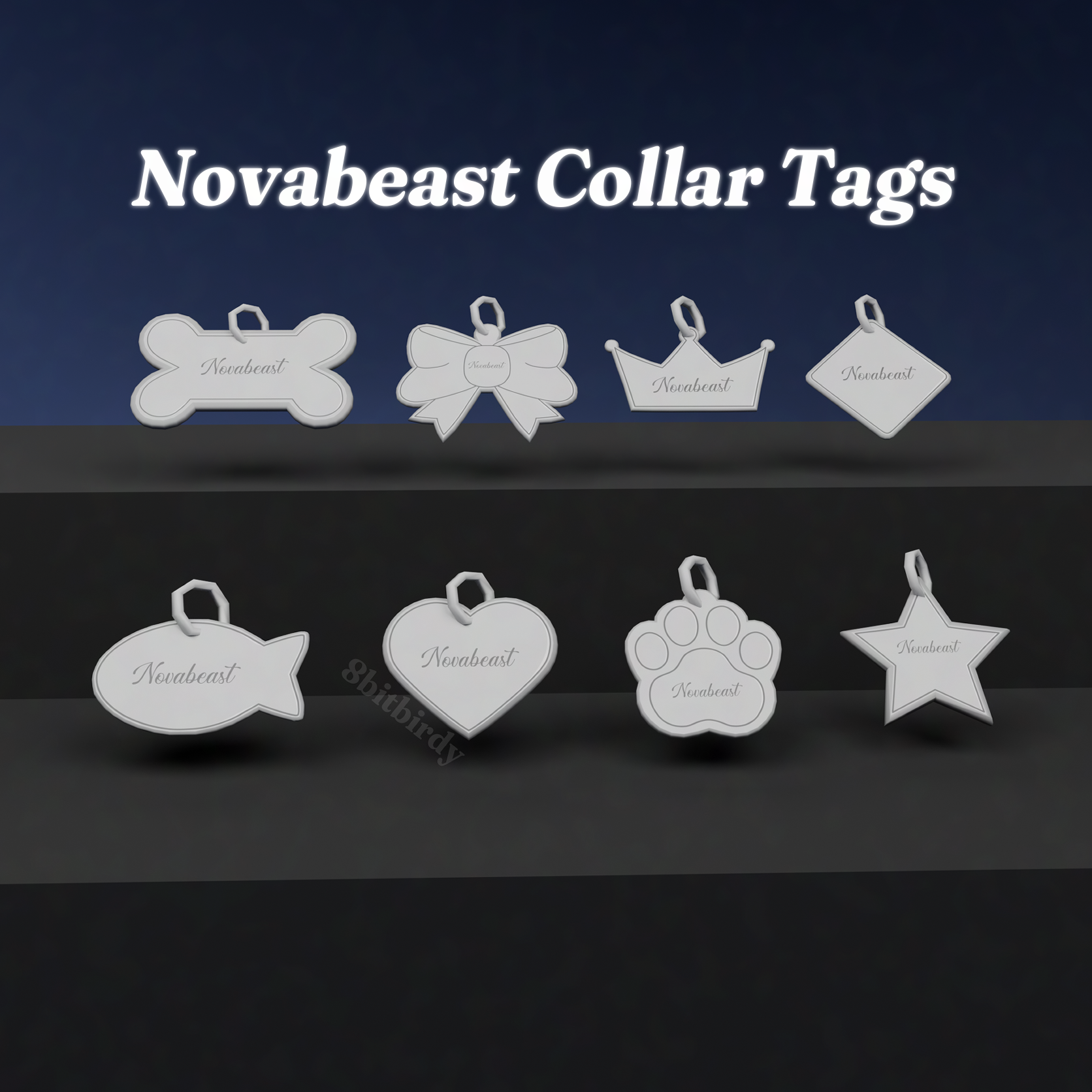 Novabeast Collar Tags by 8bitbirdy
