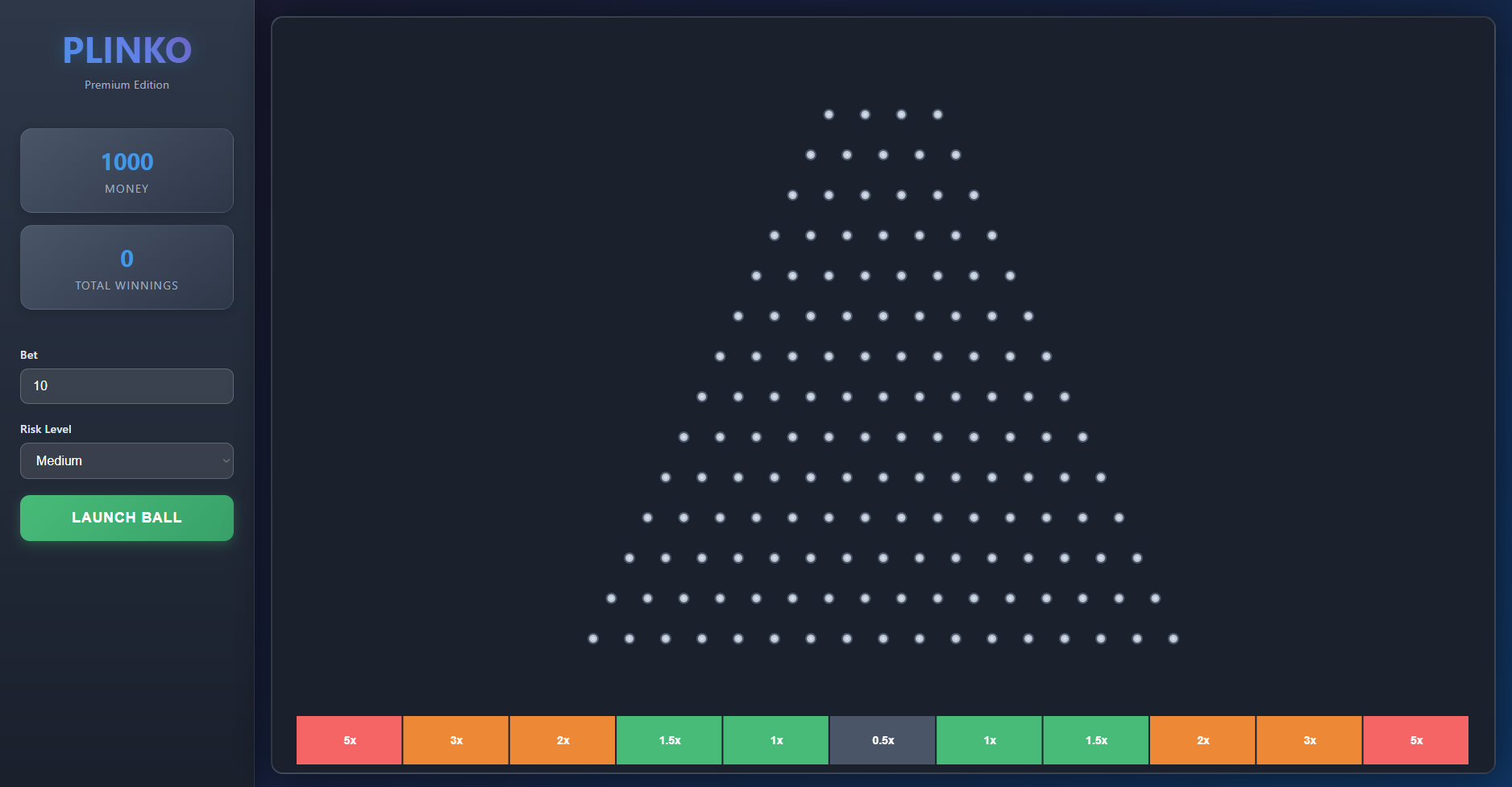 Plinko HTML5 Game by StrikerAI