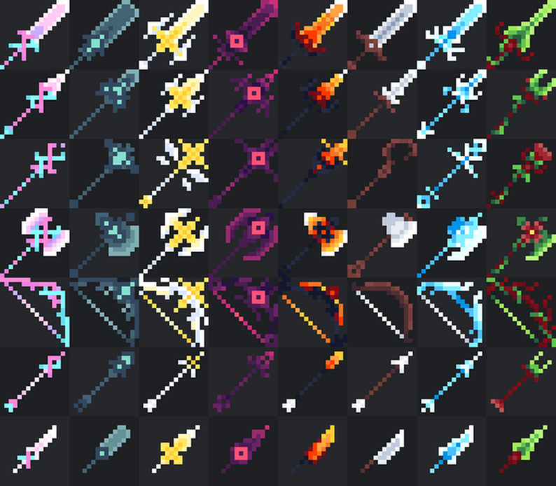 Pixel Art Weapon Bundle by Adjective_Noun