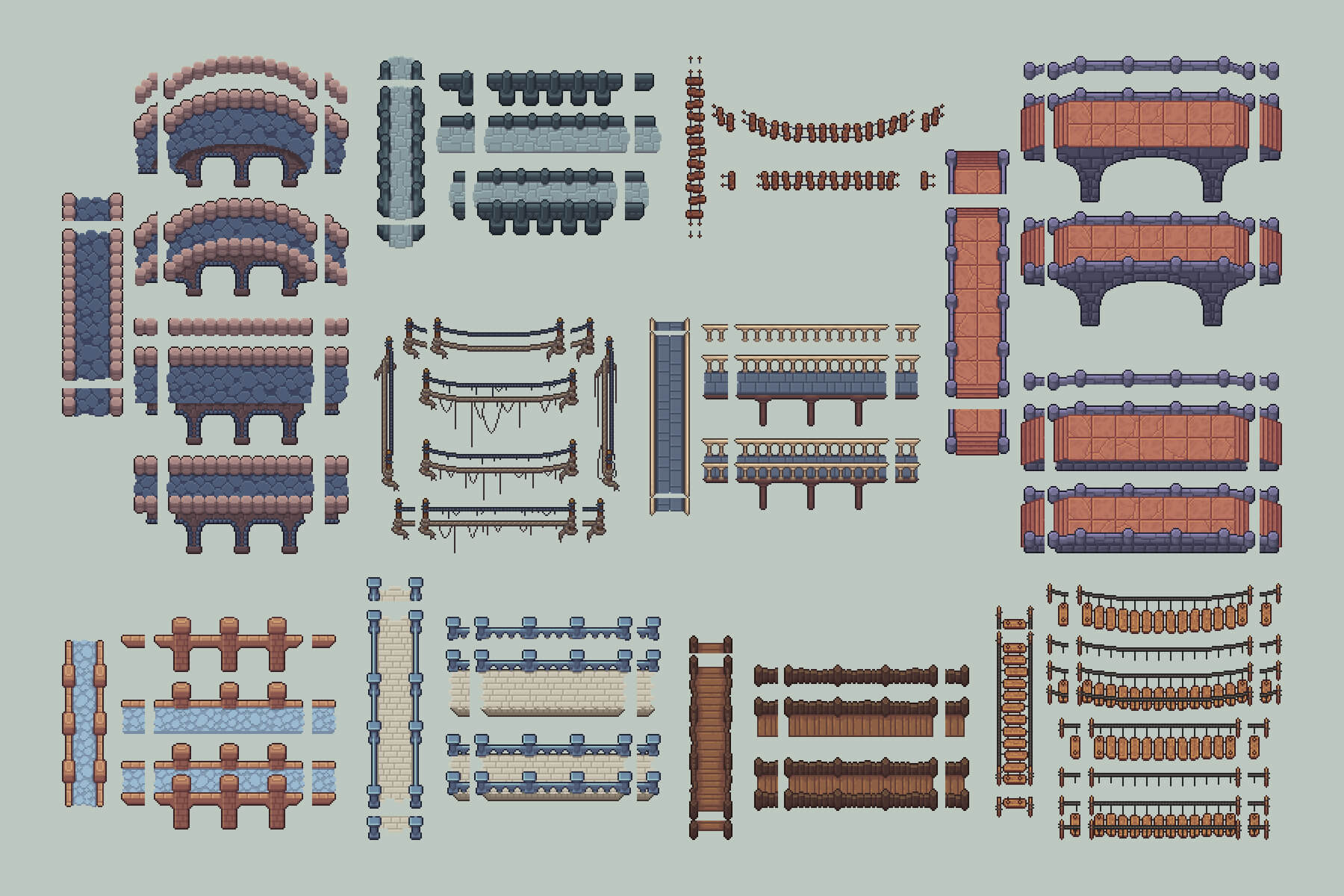 Free Bridges Pixel Art Assets by Free Game Assets (GUI, Sprite, Tilesets)