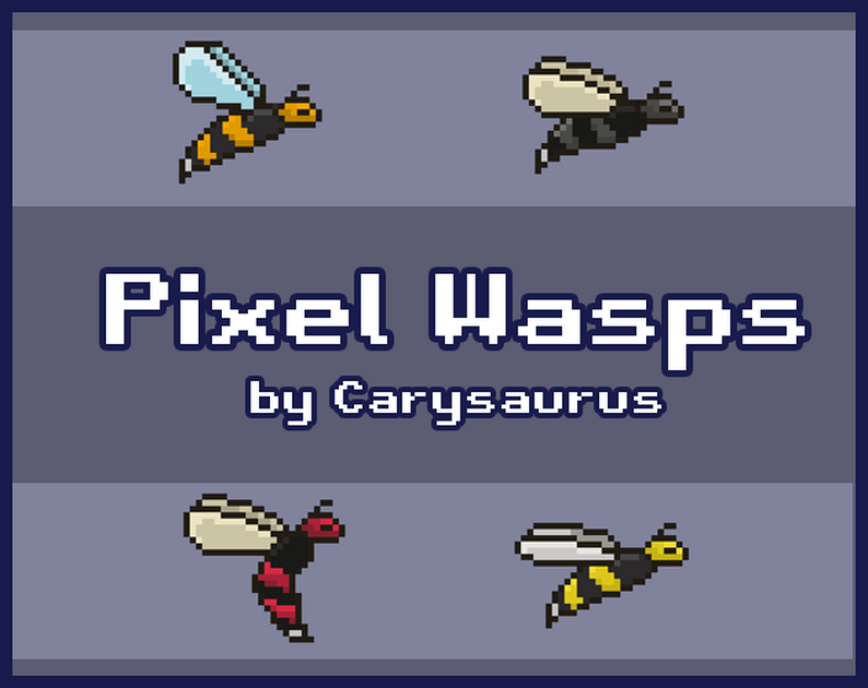 2D Pixel Wasp Sprites with Animations by carysaurus