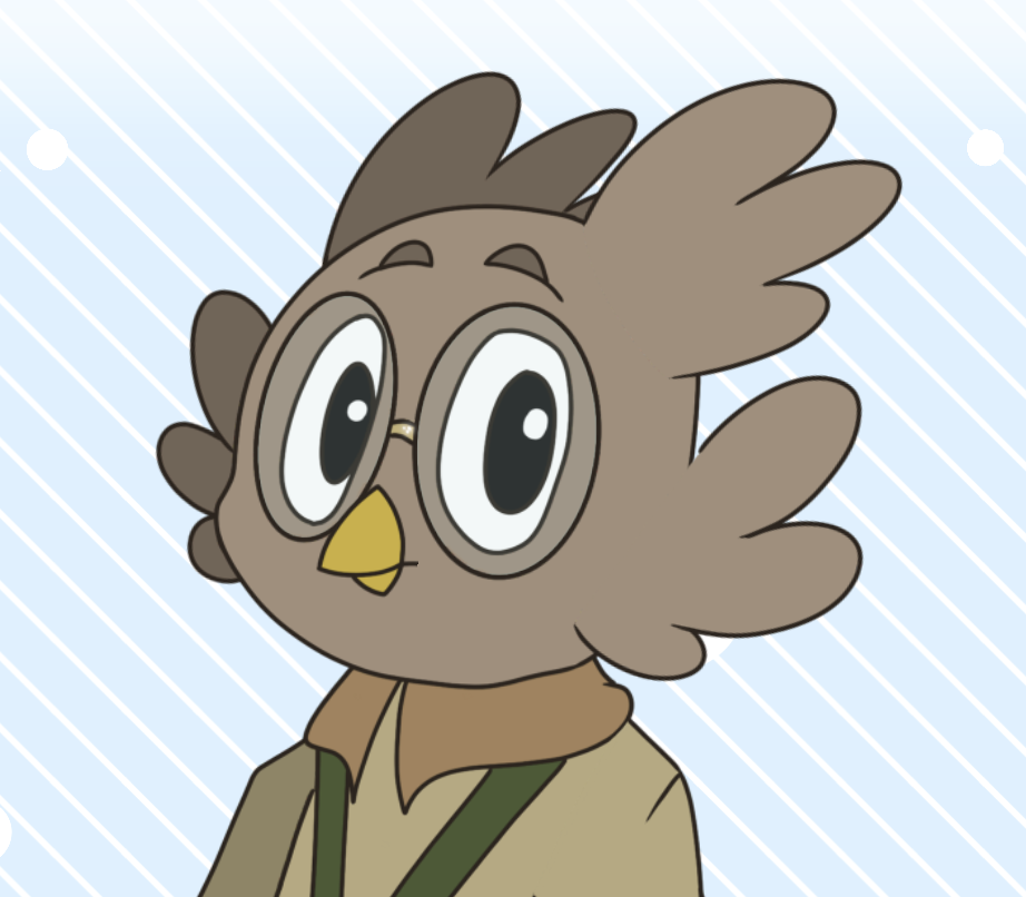 Nerdy Owl Vtuber model styled like PNGTuber by Alien Changeling
