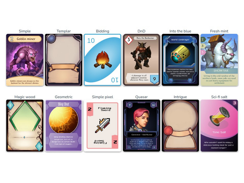 Card Game Templates by Dextrous