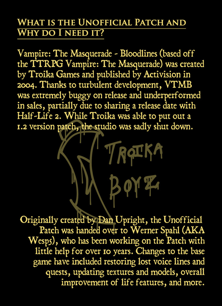 VTMB Unofficial Patch Download Guide by Finn O'Sullivan