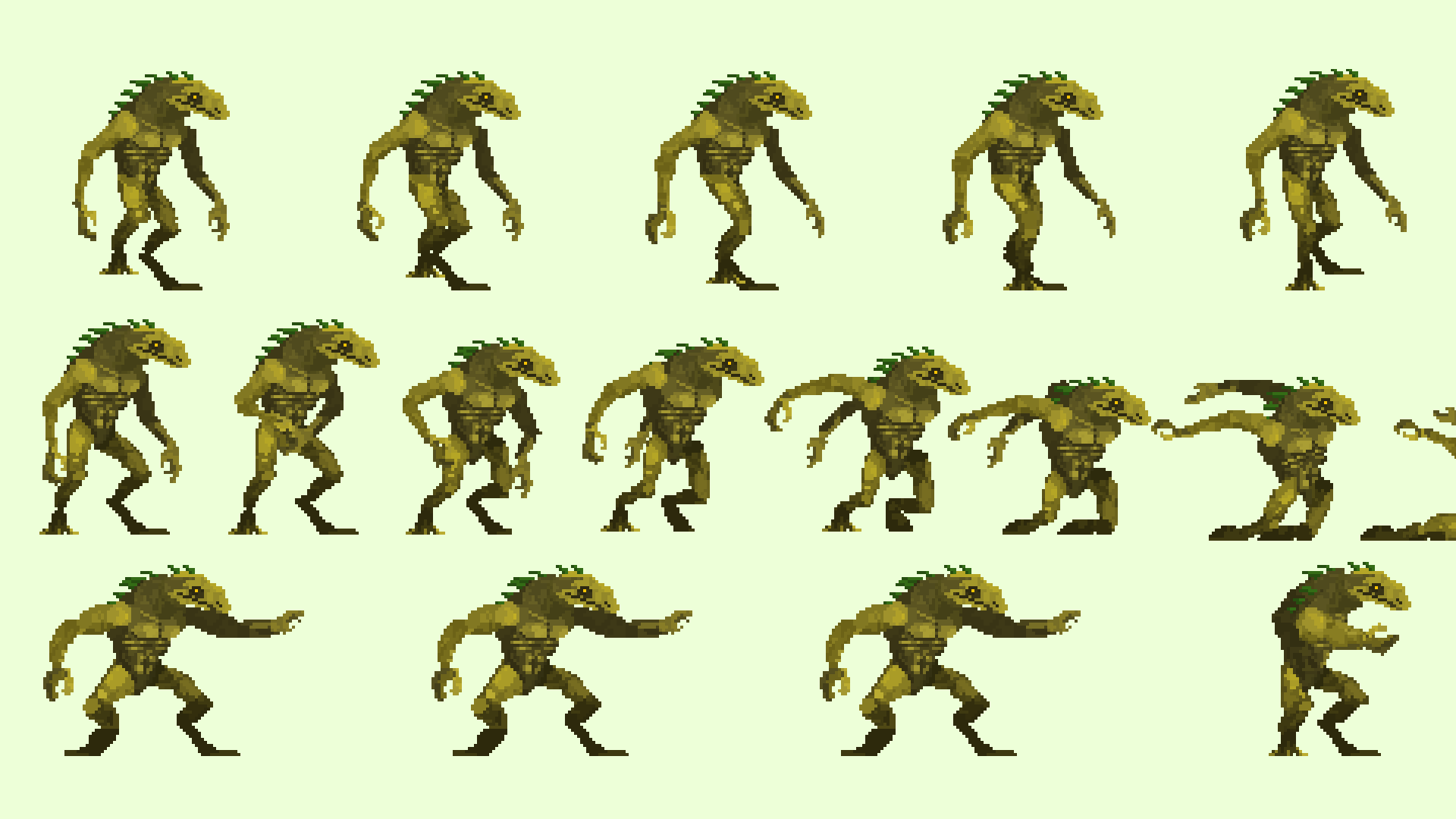 Pixelart Lizard character with animations by Loovgames