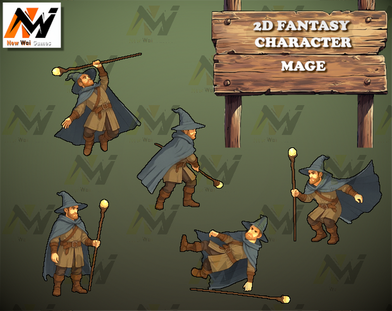 2D Fantasy Character – Mage (Animated Sprite Pack) by NewWaiGames