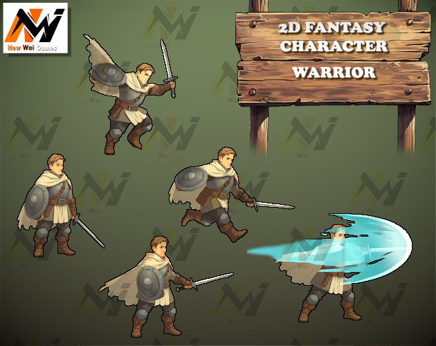 2D Fantasy Character – Warrior (Animated Sprite Pack) by NewWaiGames