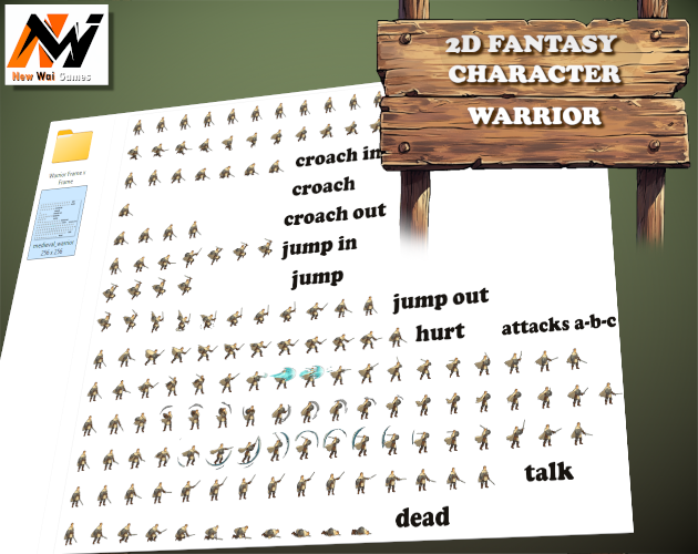 2D Fantasy Character – Warrior (Animated Sprite Pack) by NewWaiGames