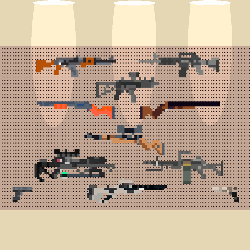 Firearms, Guns & Weapons 2D Pixel Art Platformer Asset Pack (Free) by !Fake