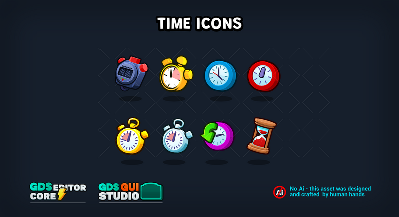 Timers and clocks game interface icons by Robert Brooks ...
