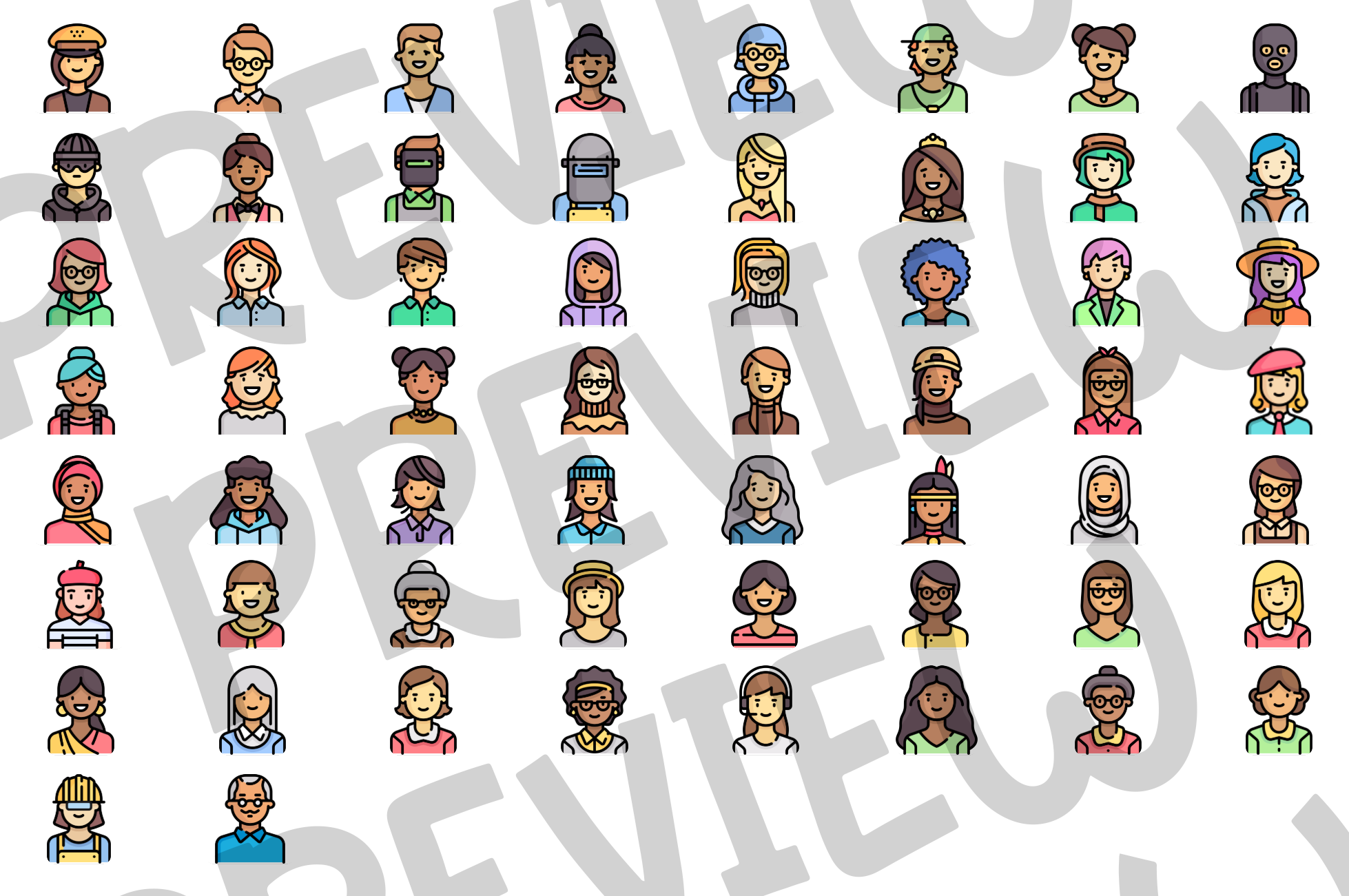 250 Happy People Asset Pack by innerchildstudio