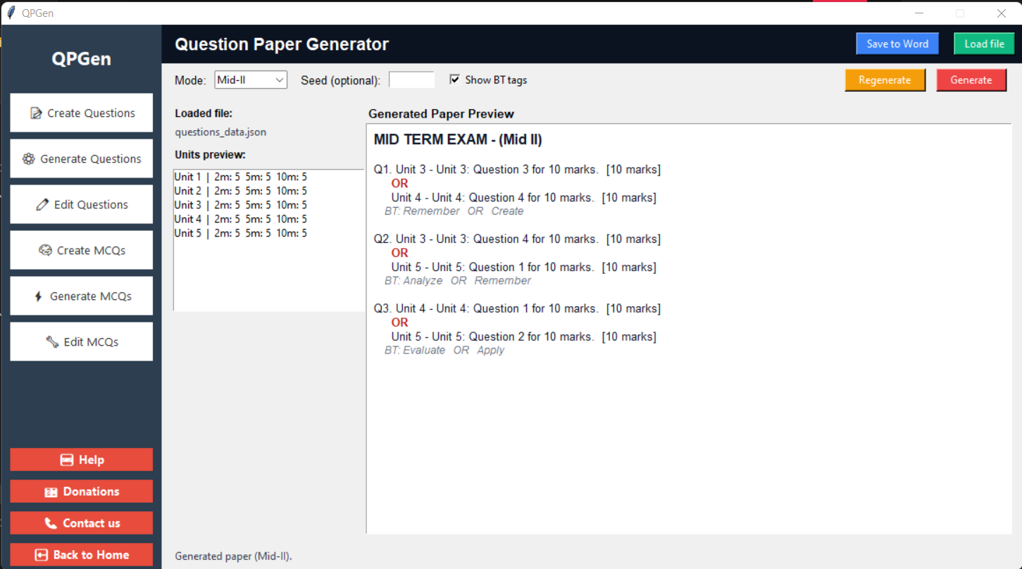 Question paper generator by wisemoon