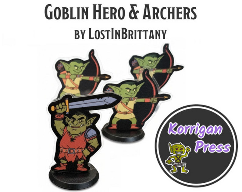 Goblin hero & archers – Free Paper Miniatures by LostInBrittany